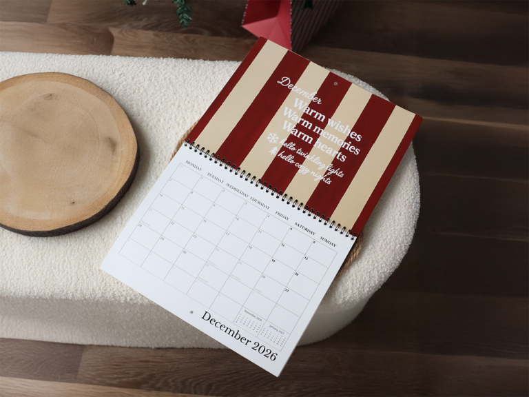 Striped A4 Personalised Landscape Wall Calendar