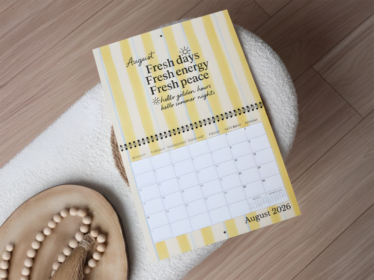 Striped A4 Personalised Landscape Wall Calendar